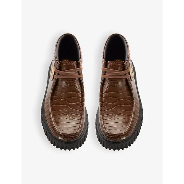 Martine Rose X Clarks Torhill Leather Ankle Boots - Brown Croc Lea